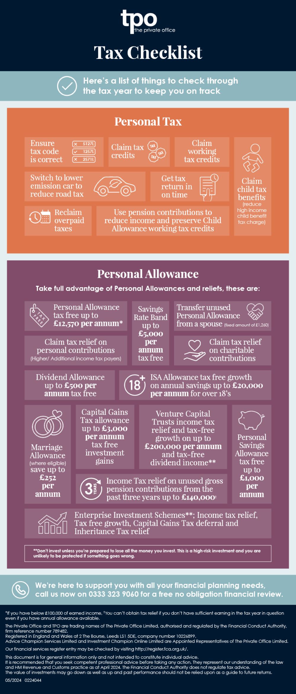 Personal Tax and Allowance Checklist | The Private Office