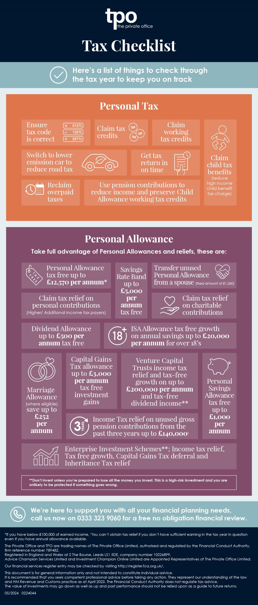 Personal Tax and Allowance Checklist | The Private Office